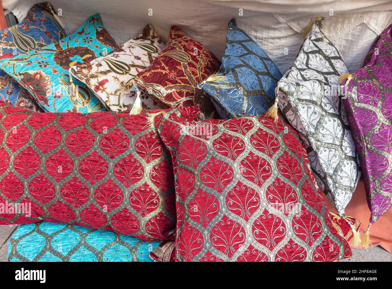 exhibition of decorative cushions in arabic style due to their color ...