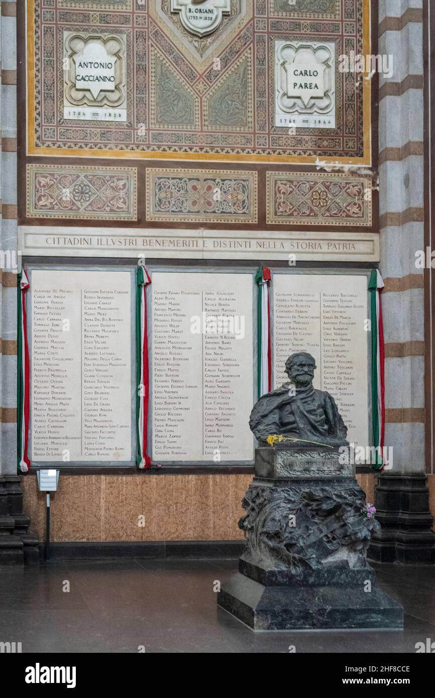 Giuseppe Verdi's bust inside the Famedio, hall of the Monumental ...