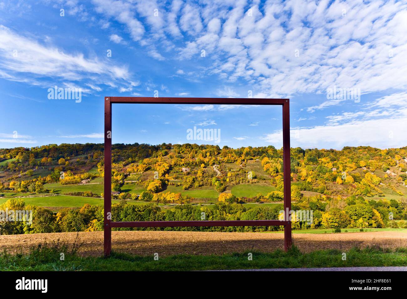Hills and meadows in the lovely river Tauber valley Stock Photo - Alamy