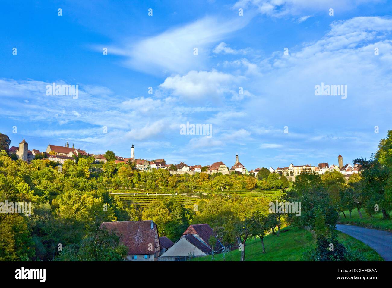 Rothenburg ob der Tauber, old famous city from medieval times seen from ...
