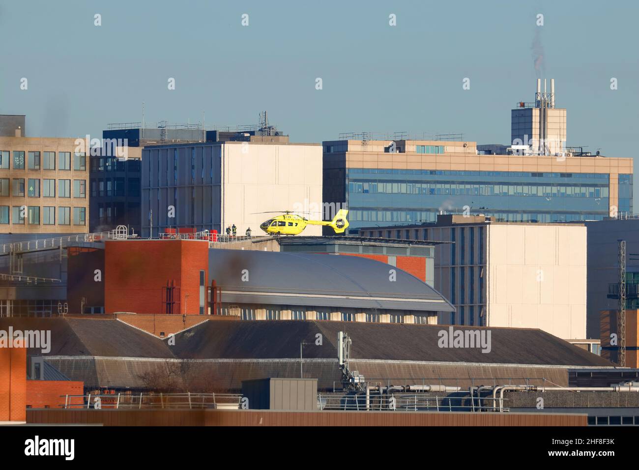 Yorkshire Air Ambulance on the helipad of Leeds General Infirmary ...