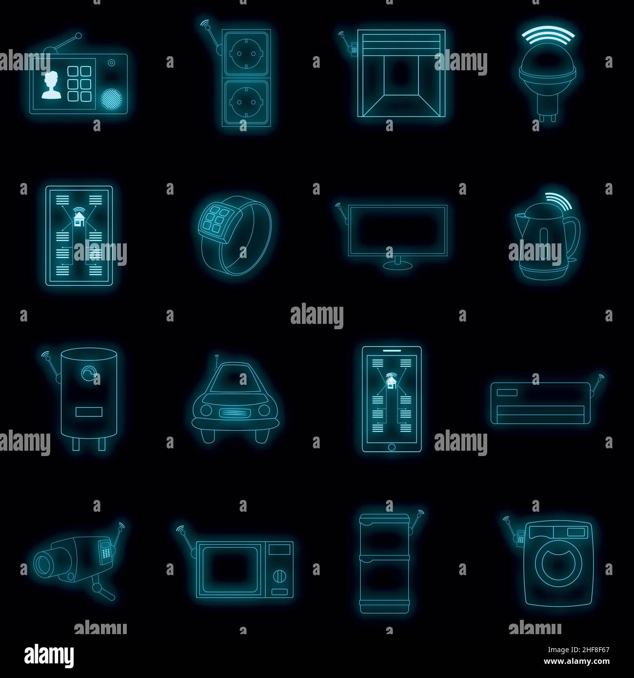 Smart home system icons set. Illustration of 16 smart home system ... Smart home system icons set. Illustration of 16 smart home system ...