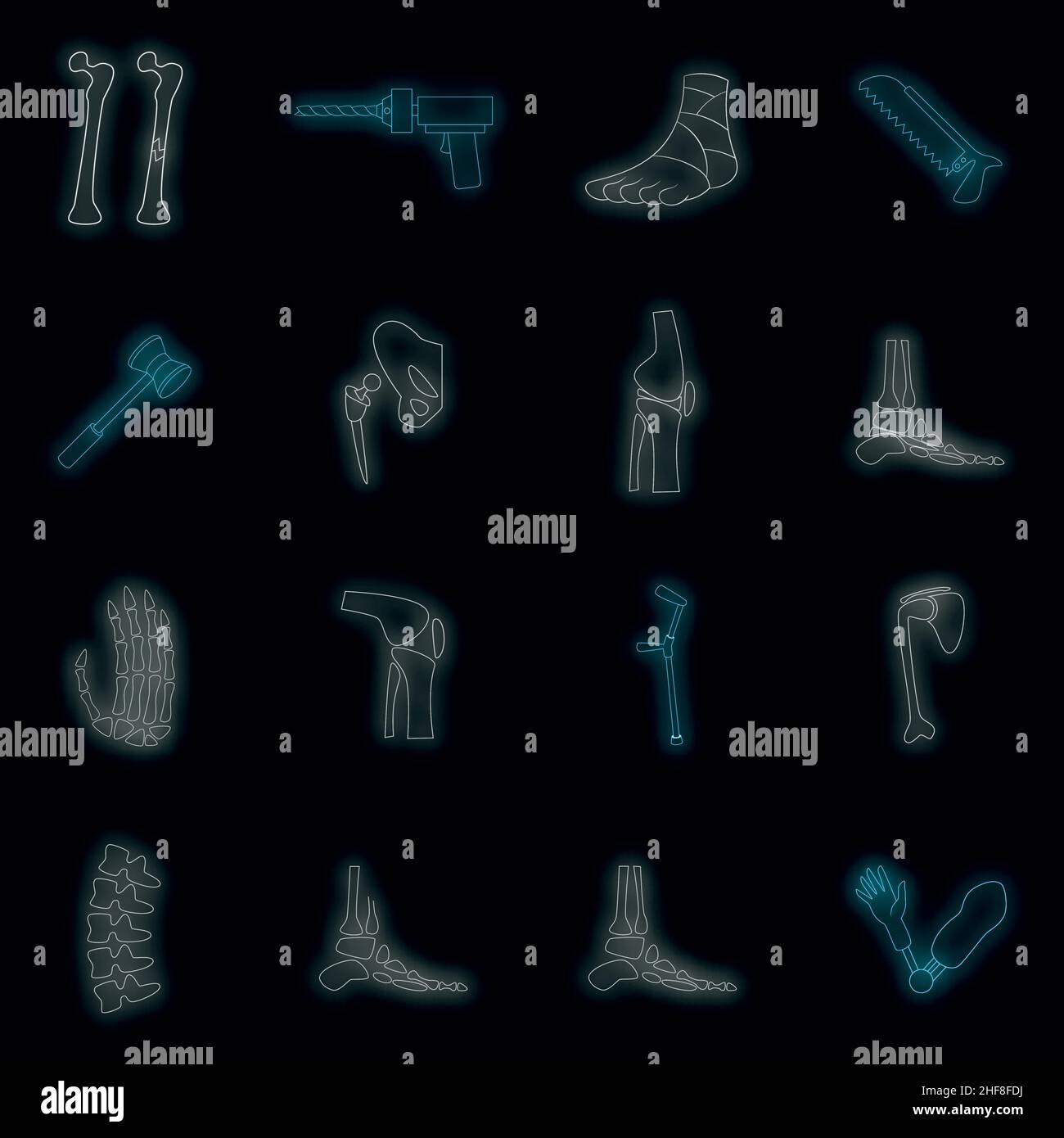 Orthopedic and spine icons set. Illustration of 16 orthopedic and spine ...