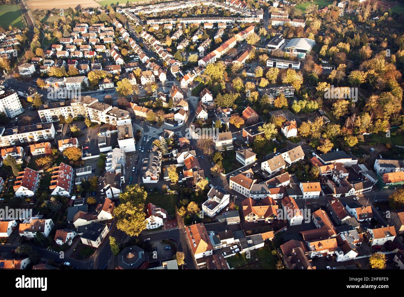 small typical german small city of bonames in birds view Stock Photo ...