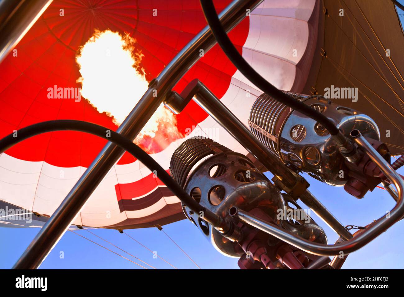 A Hot Air Balloon burners in operation Stock Photo - Alamy