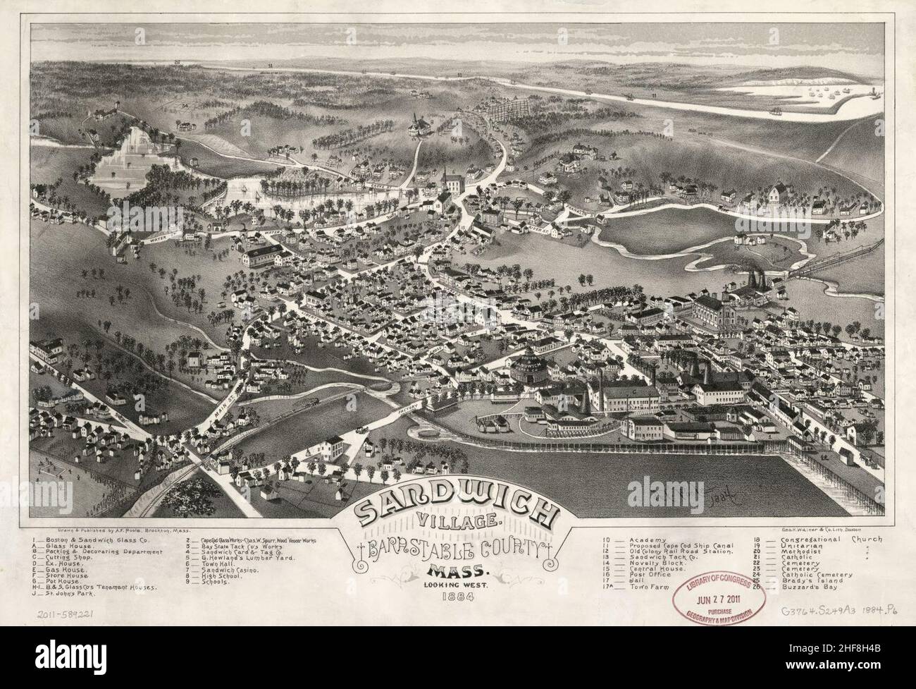 Sandwich Village, Barnstable County, Mass., looking west, 1884 Stock ...