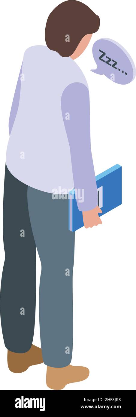 Sleeping tired student icon isometric vector. Desk work. Office ...