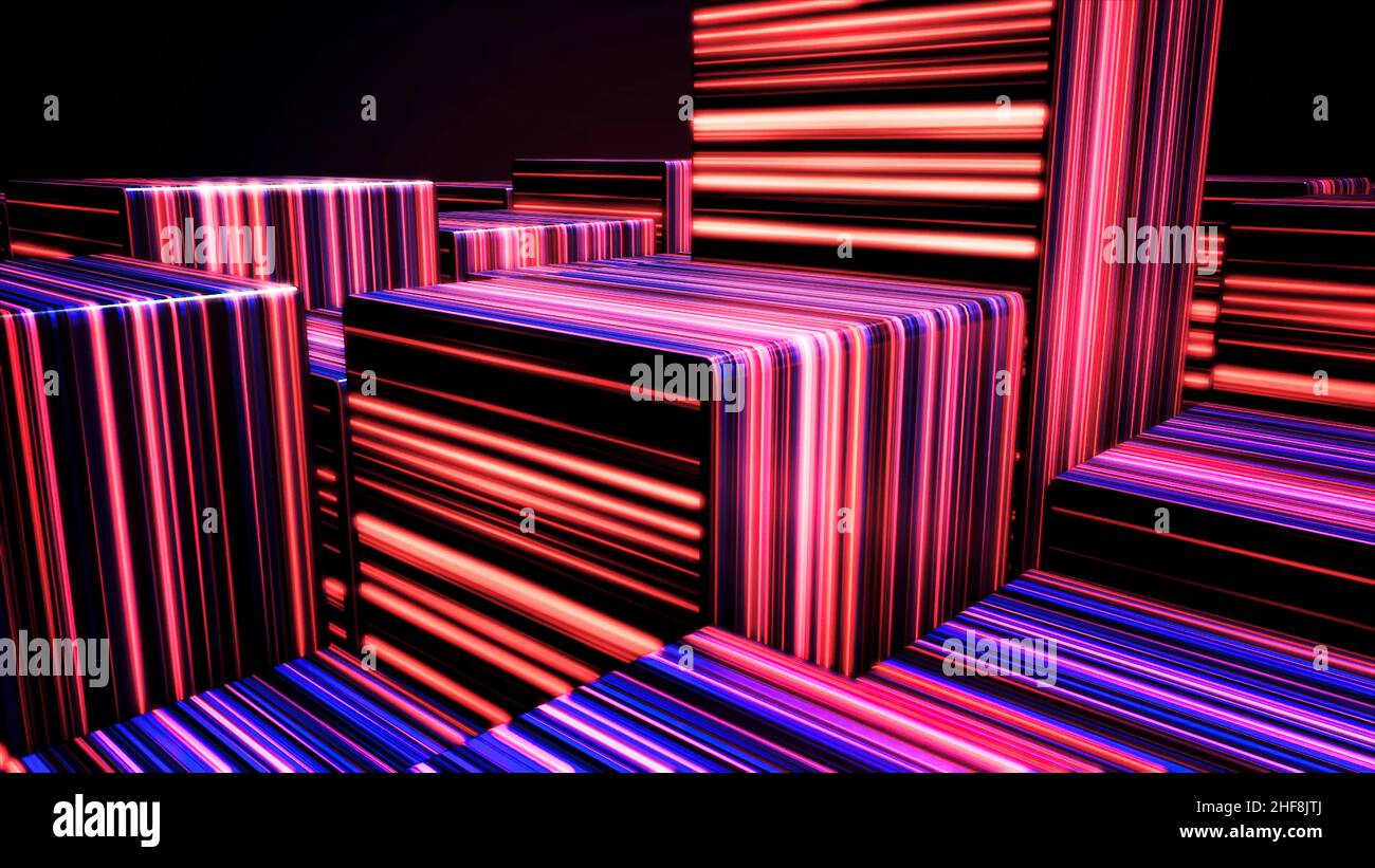 Colorful cubes neon light background, LED cubes background. Ultraviolet ...