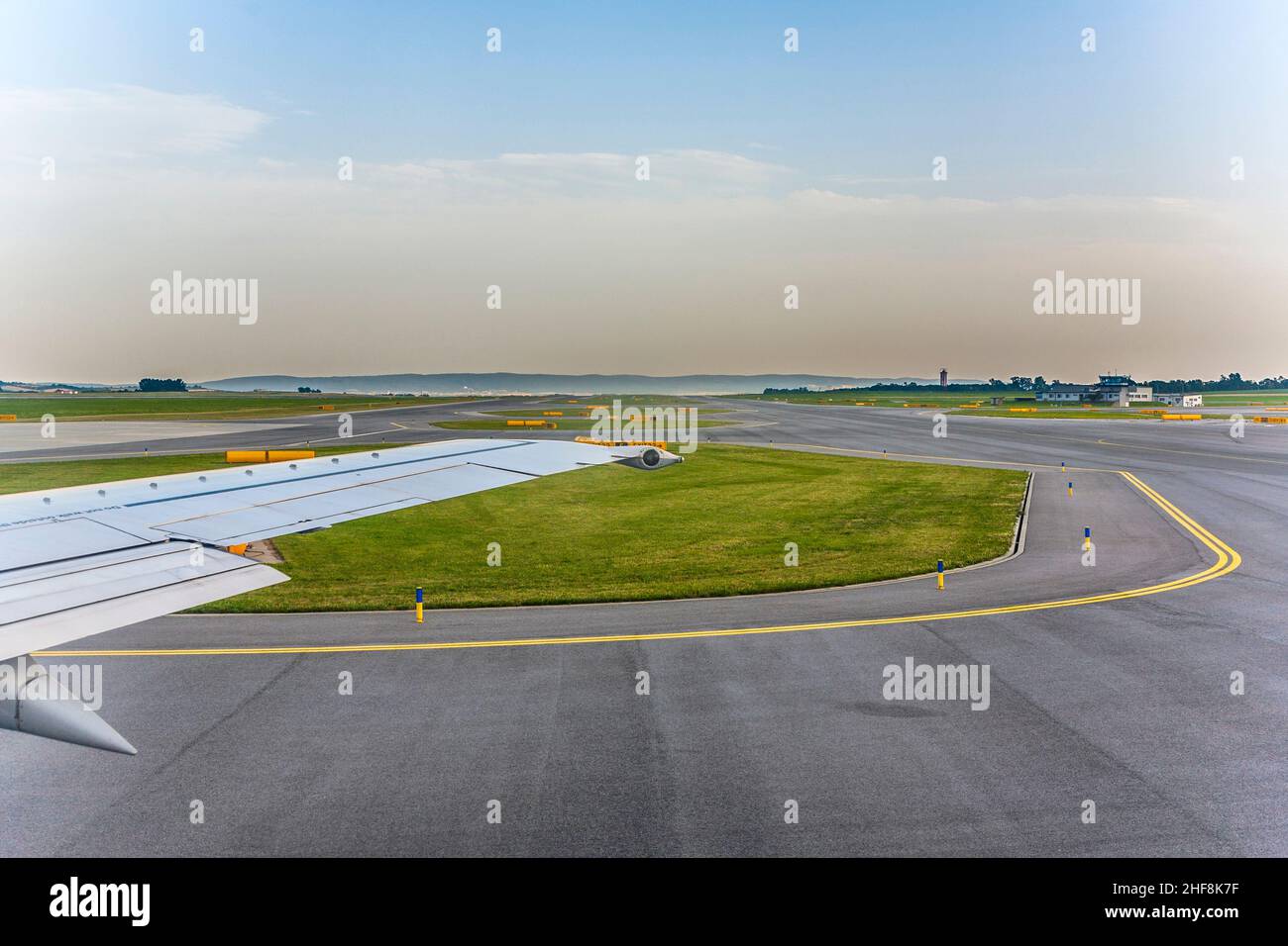 aircraft heading to runway in Vienna Stock Photo - Alamy