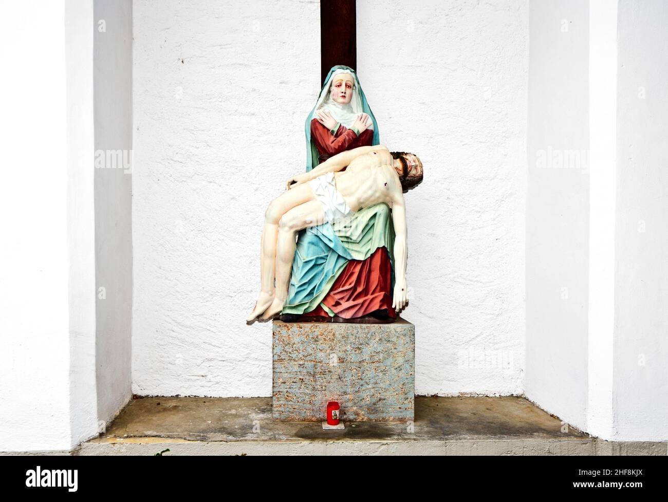 the cross with jesus and maria Stock Photo - Alamy