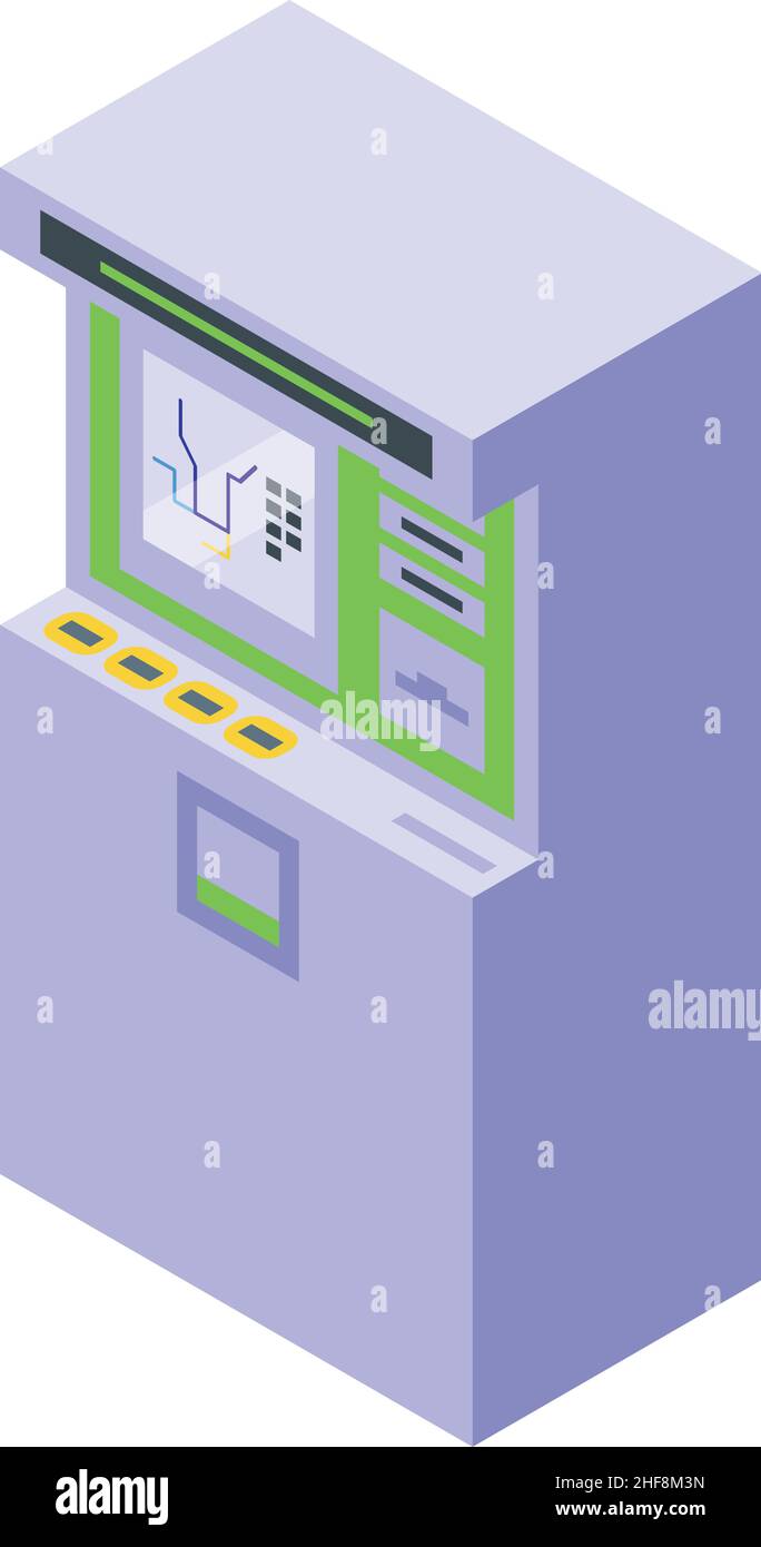 Subway ticket vending icon isometric vector. Metro card. Machine train ...