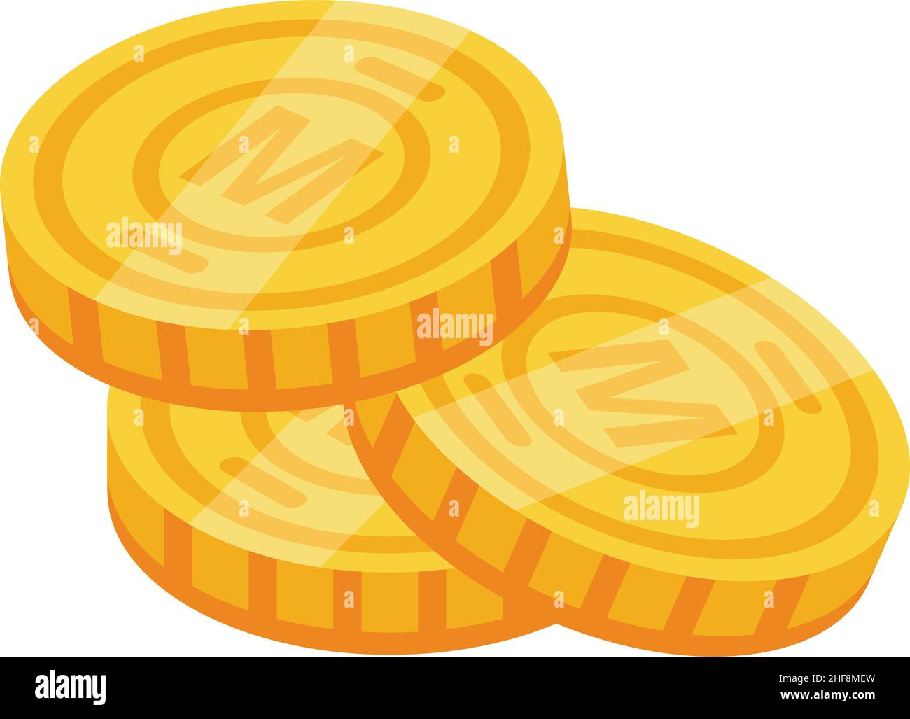 Metro gold coin icon isometric vector. Subway ticket. Train railway ...