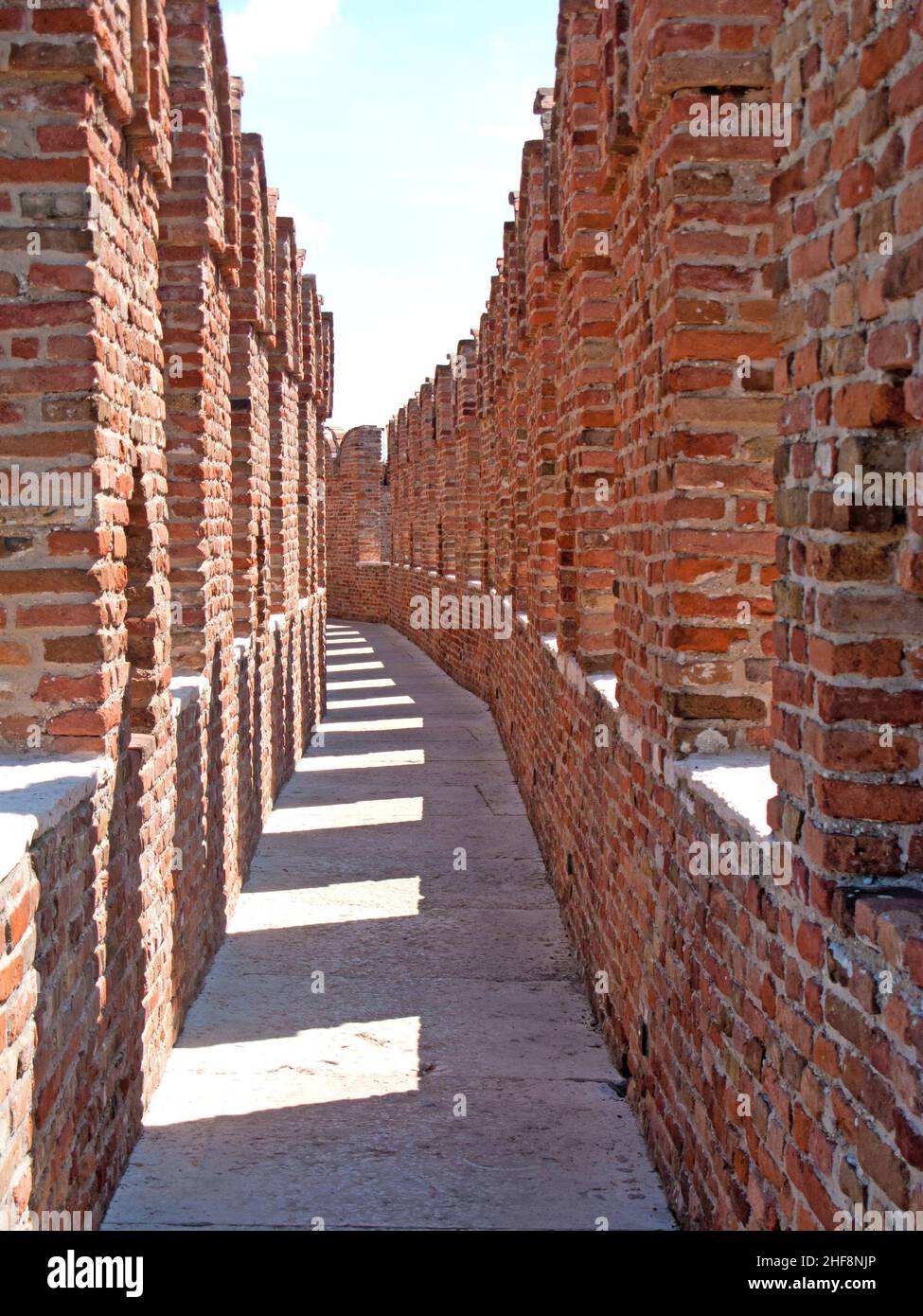 old bridge in Verona over Adige river - Castelvecchio, Italy Stock ...