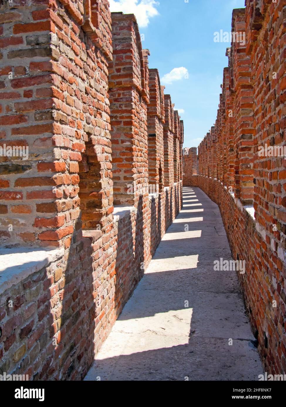 old bridge in Verona over Adige river - Castelvecchio, Italy Stock ...