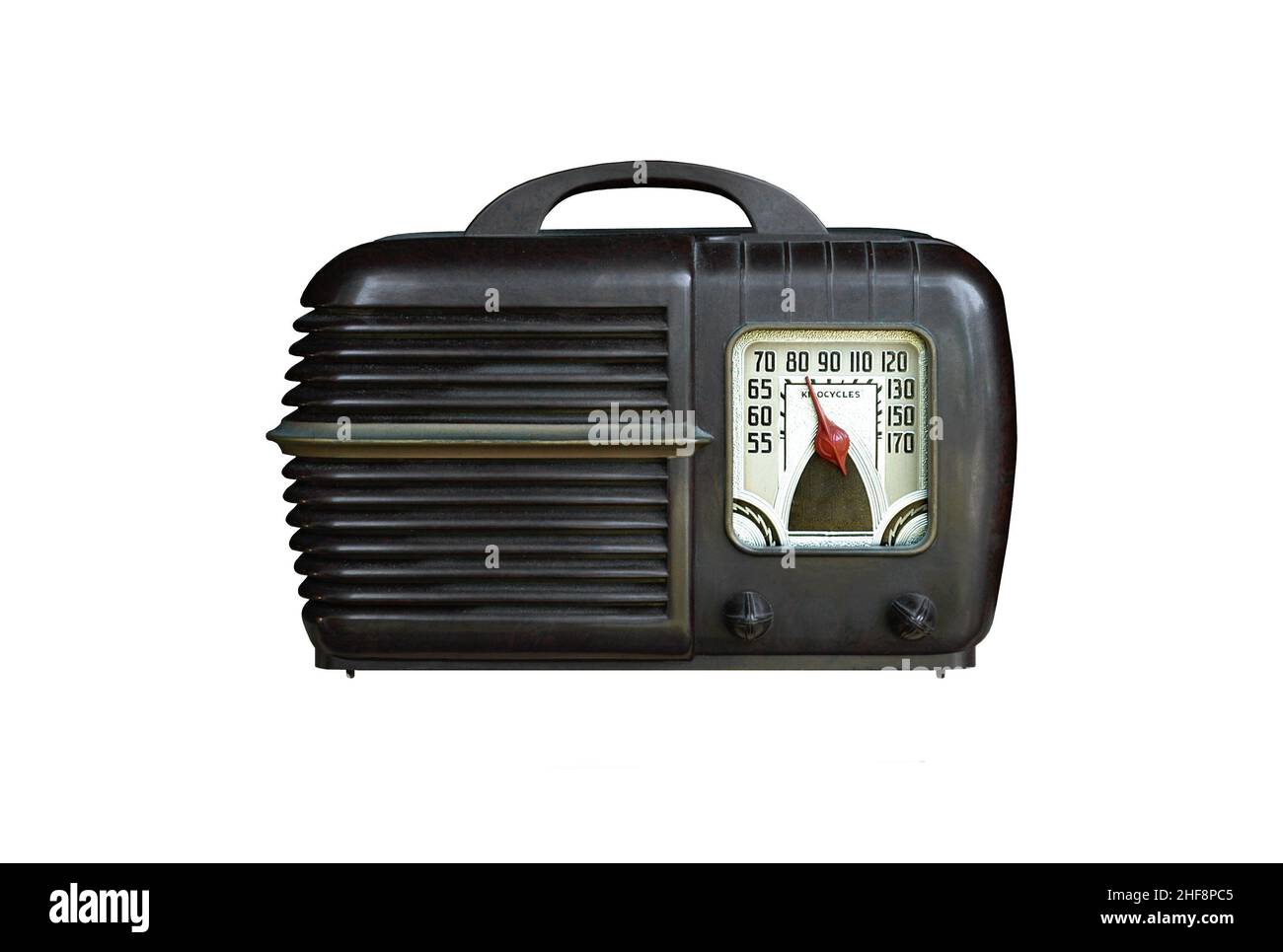 Portable tube-type radio with a handle for people on the go Stock Photo ...