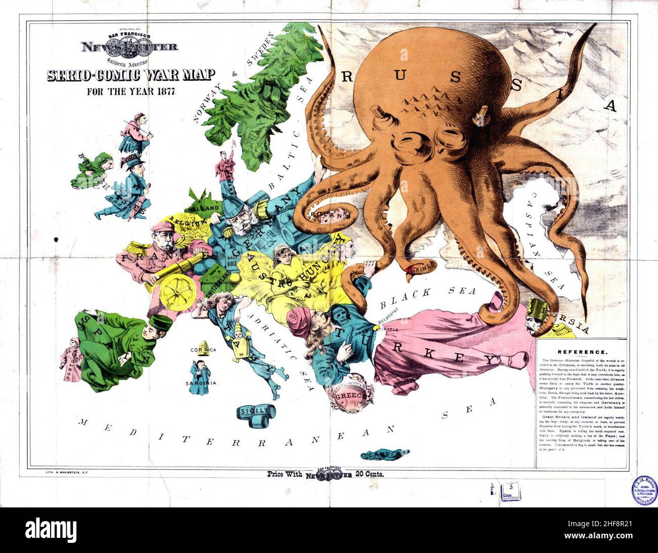 Satirical map of Europe, 1877 Stock Photo - Alamy