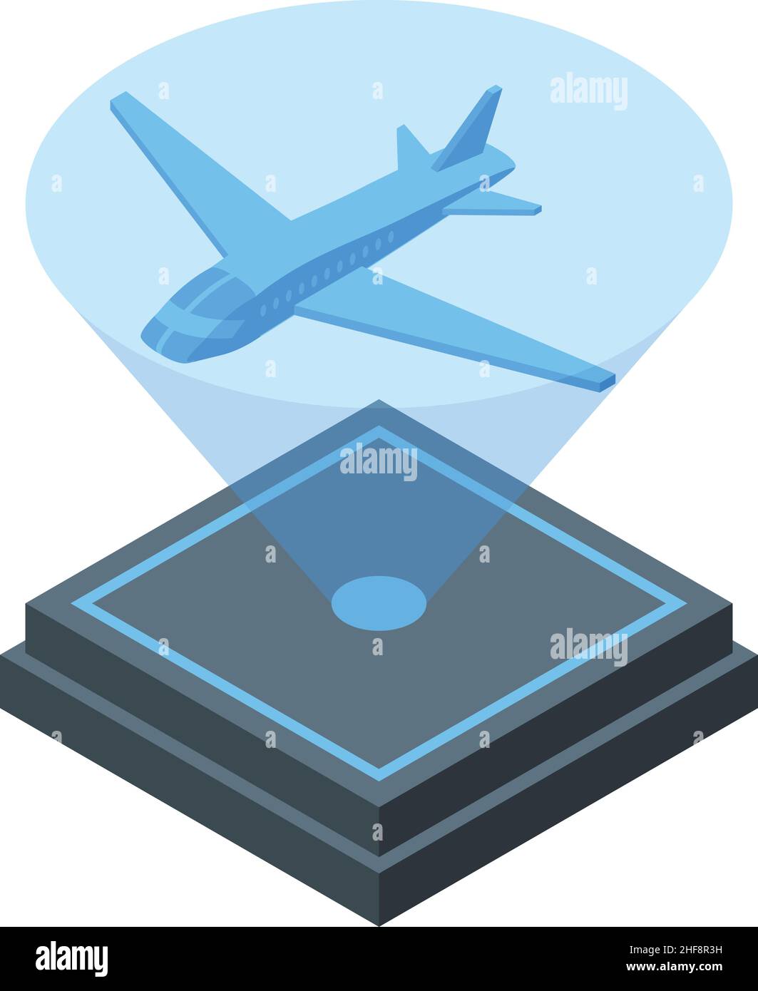 Airplane hologram icon isometric vector. Digital projection. Planet ...