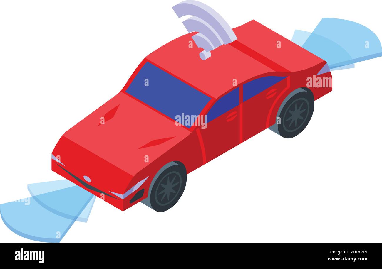 Smart car sensor icon isometric vector. Road traffic. Drive system ...