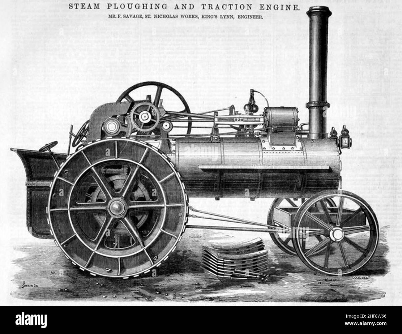 Savage steam ploughing and traction engine (1877-1 Stock Photo - Alamy