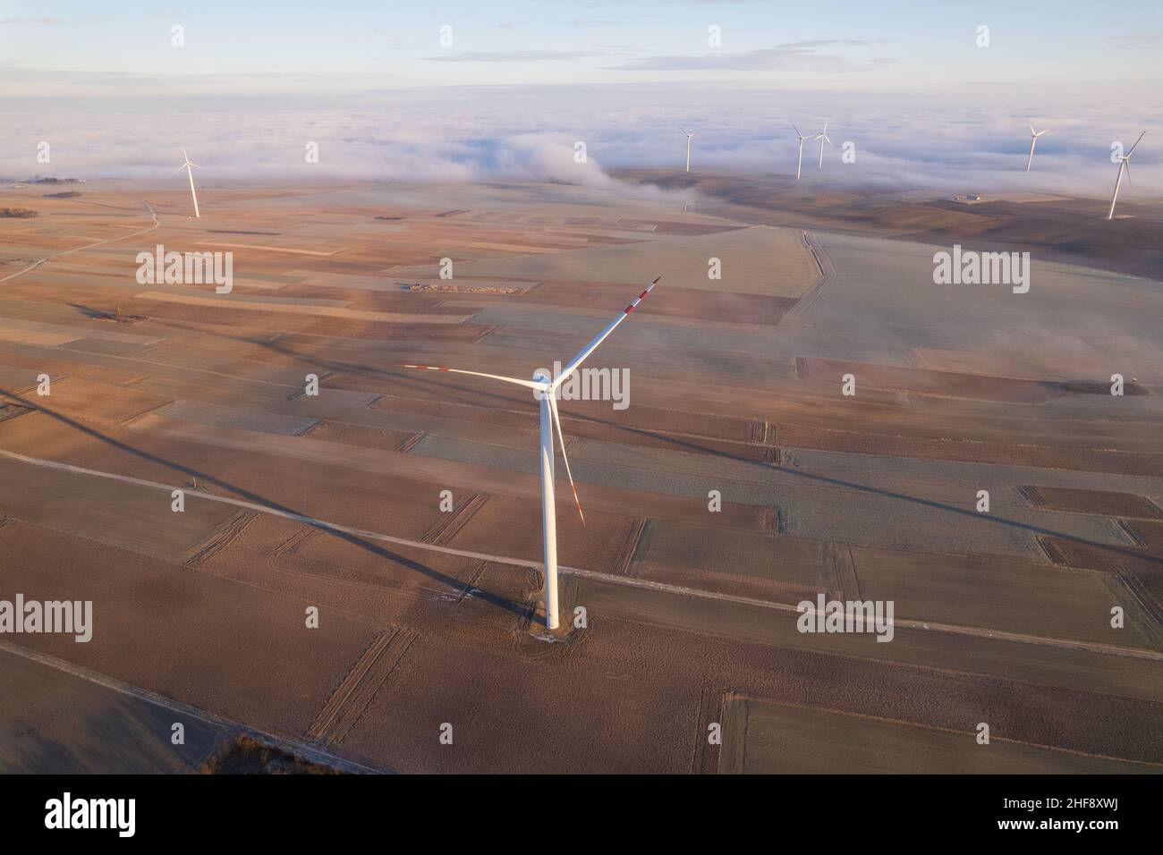 Aerial view of windmill Stock Photo - Alamy