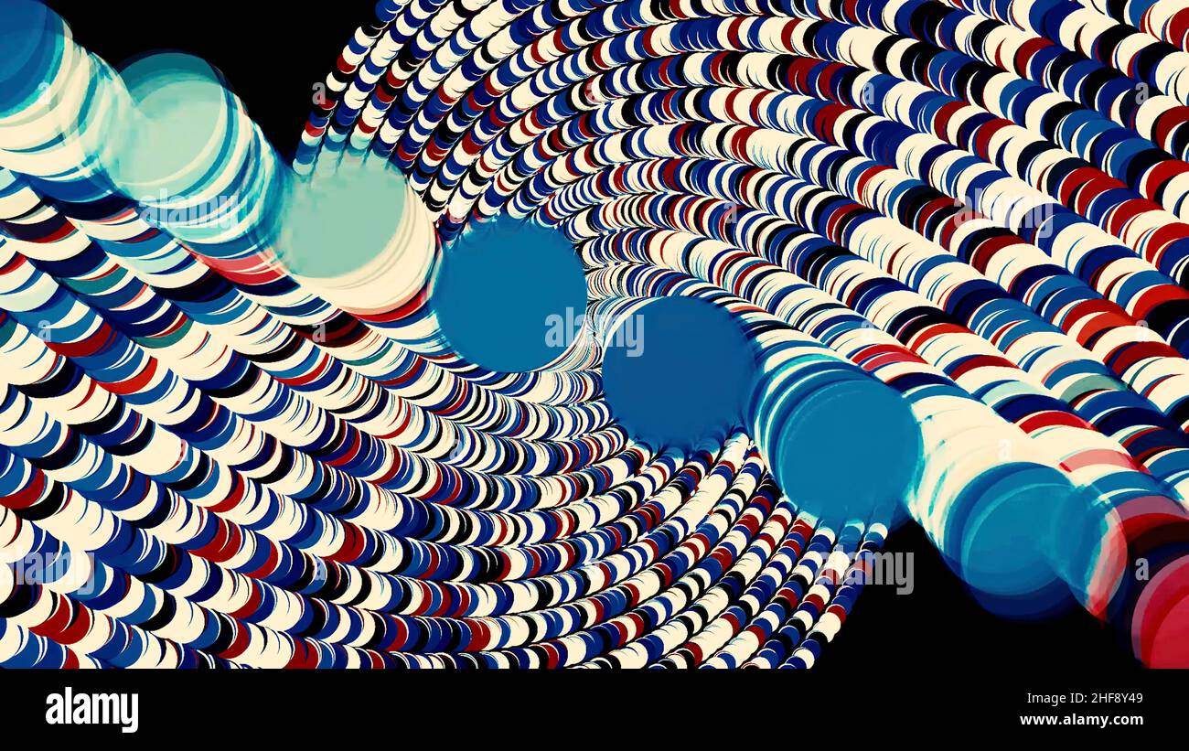 Abstract breathtaking psychedelic optical illusion of circles on black ...