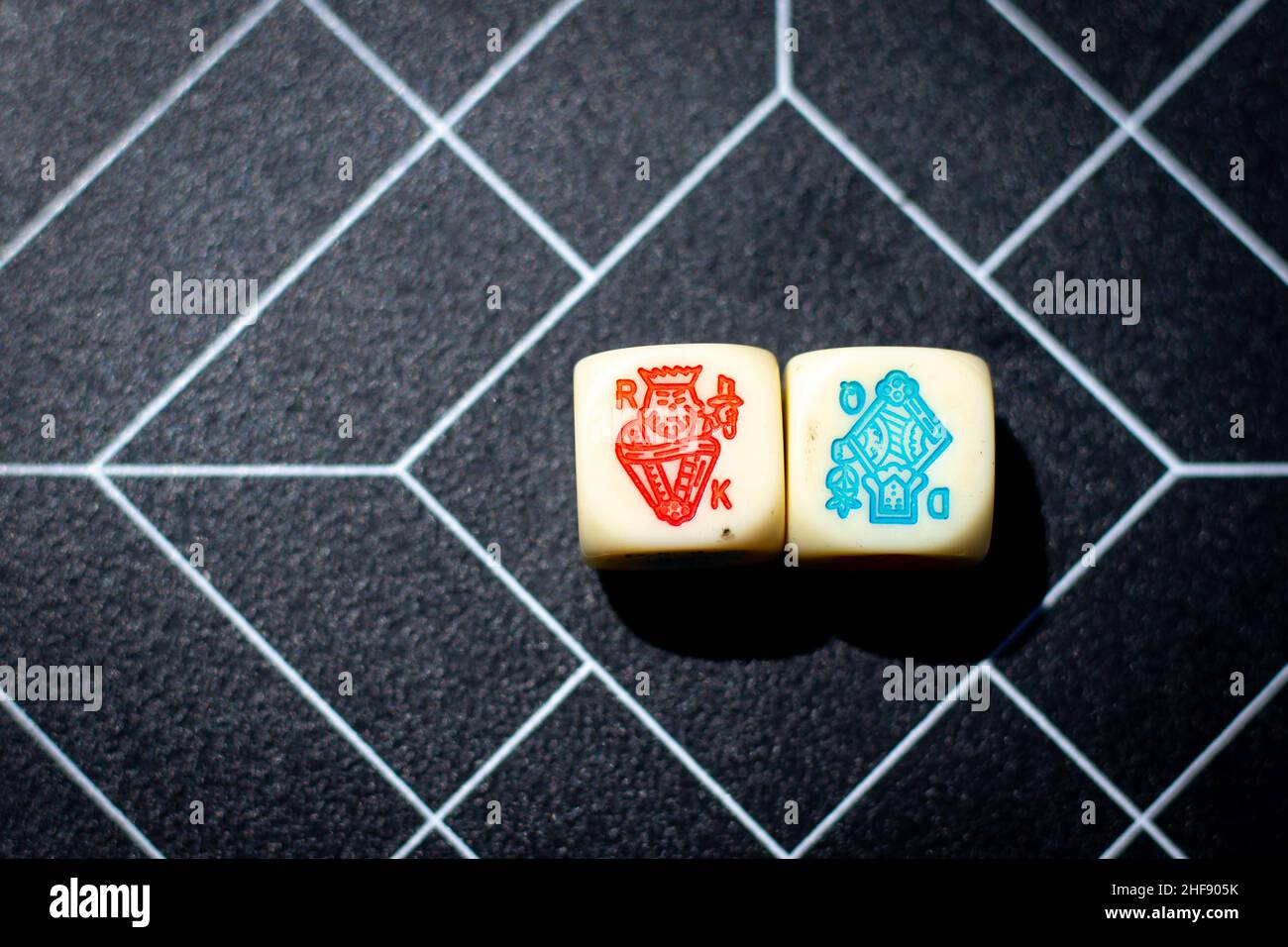 A king and a queen on a pair of dice Stock Photo - Alamy