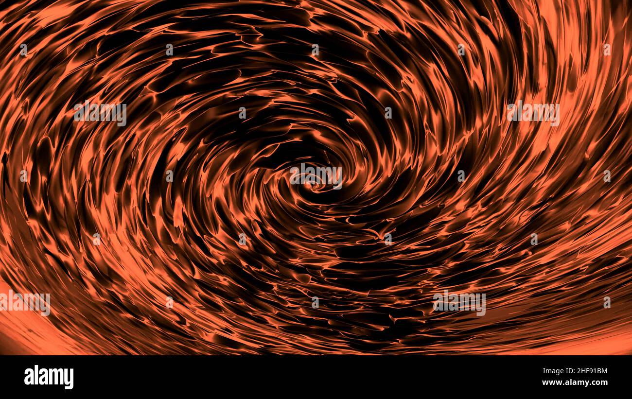 Abstract vortex of liquid substance of orange color, seamless loop ...