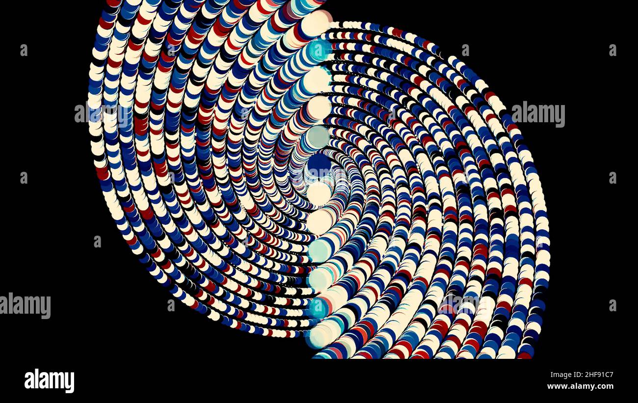 Abstract breathtaking psychedelic optical illusion of circles on black ...