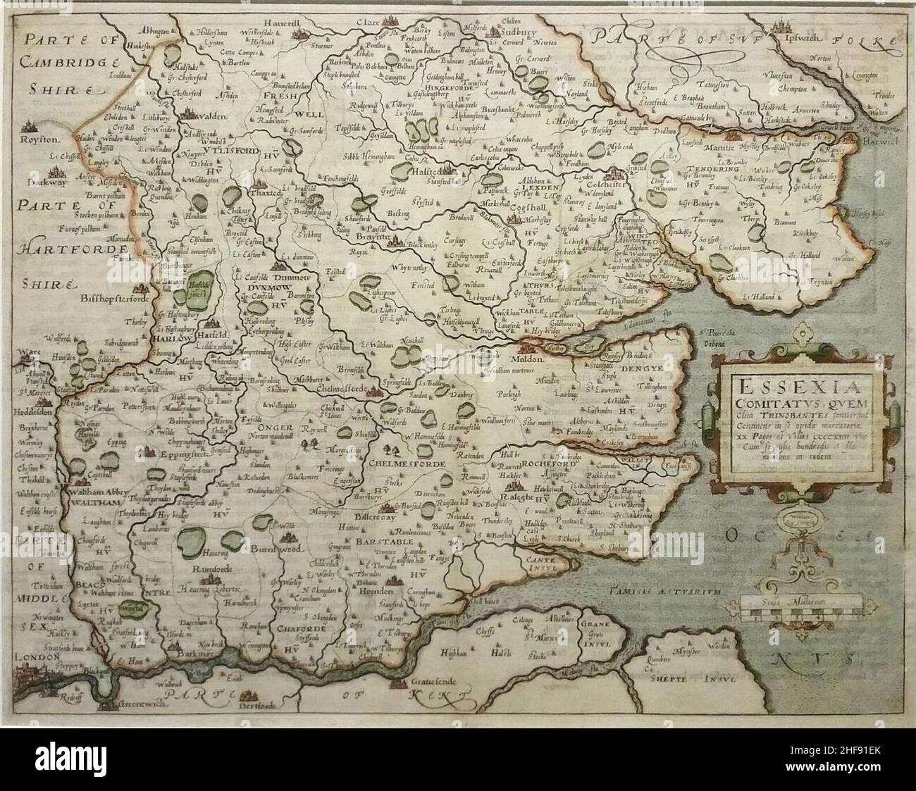 Saxton-Kip map of Essex 1607 Stock Photo - Alamy