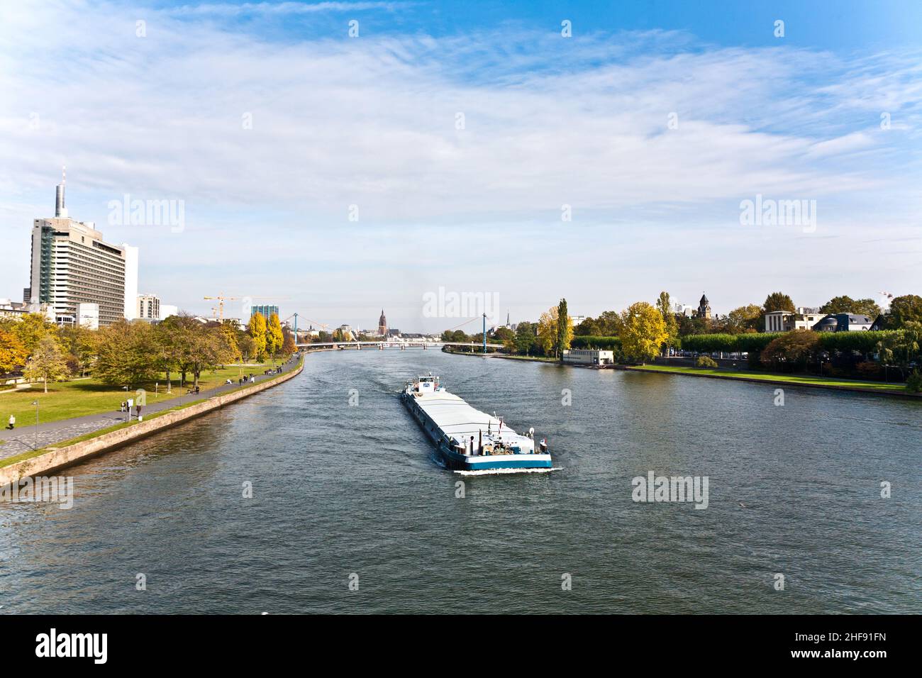Freight ship on river Main direction Mainz Stock Photo - Alamy