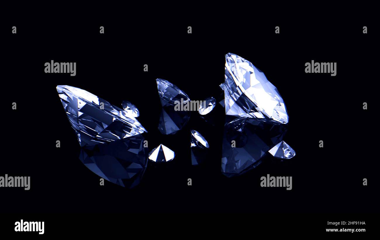 White diamonds fall from the top to bottom on dark background ...