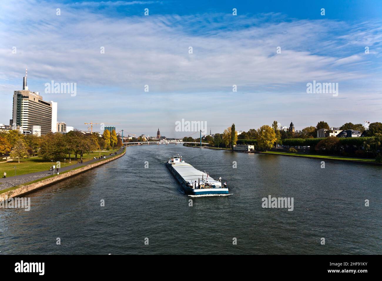 Freight ship on river Main direction Mainz Stock Photo - Alamy