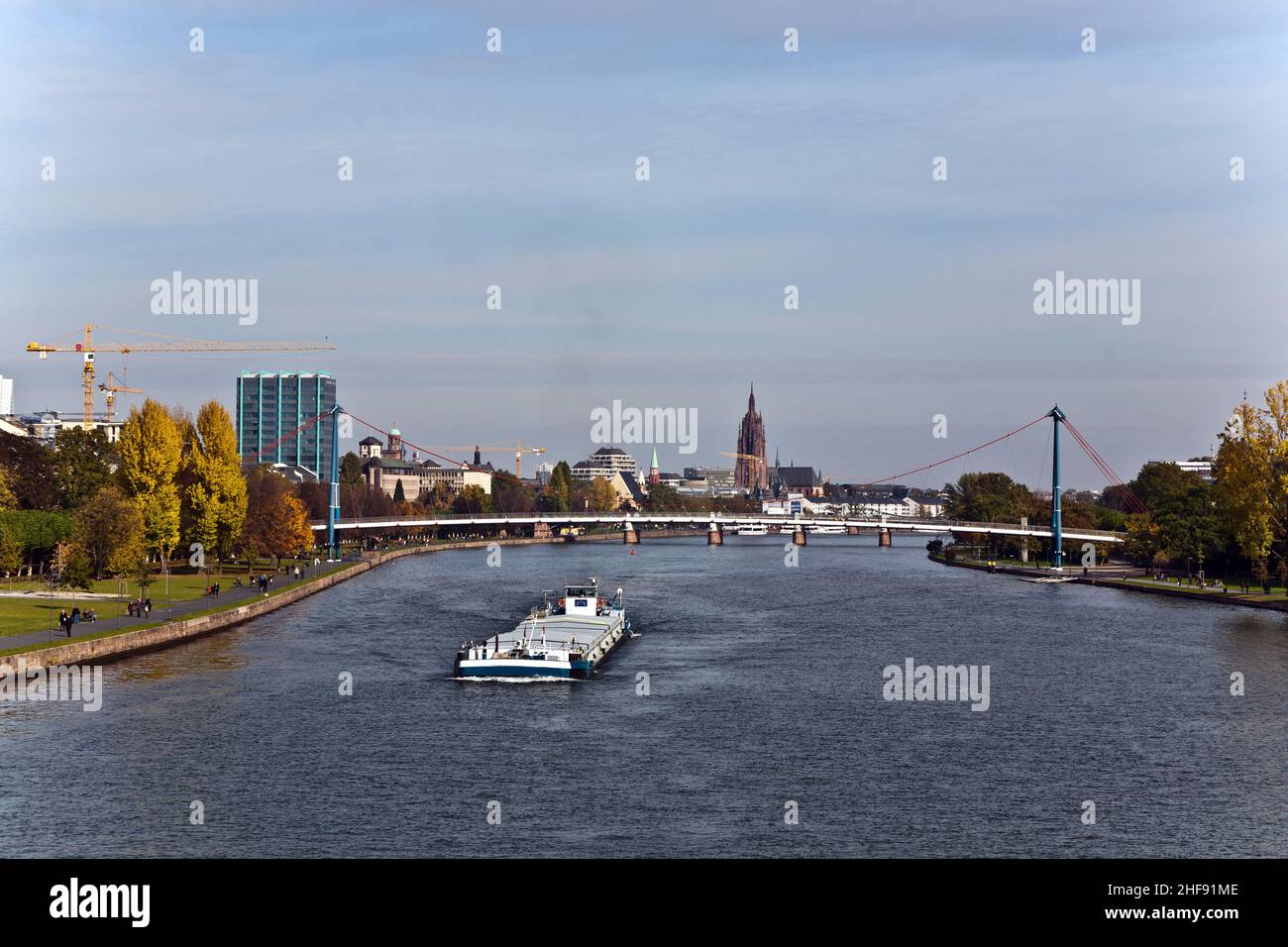 Freight ship on river Main direction Mainz Stock Photo - Alamy