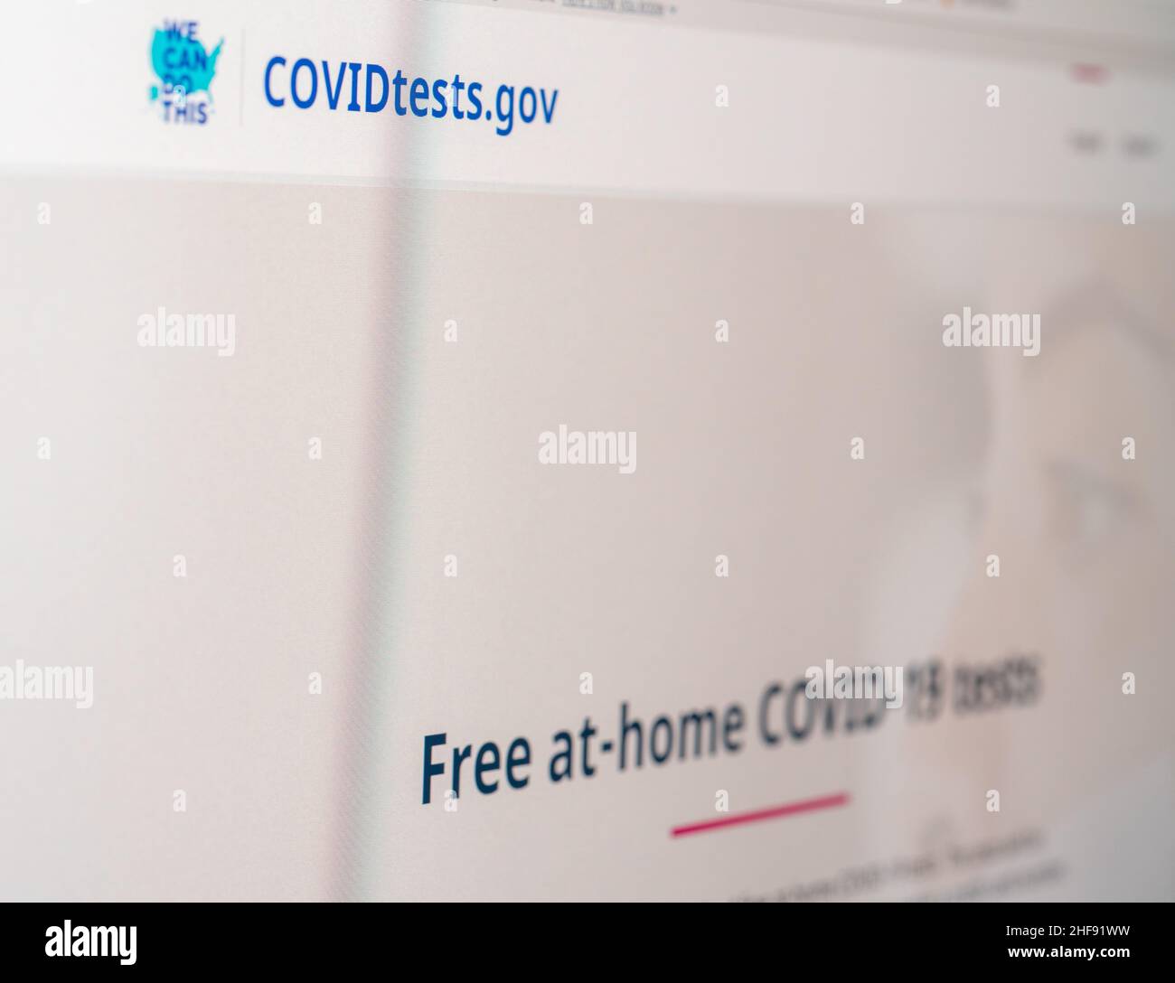 Morgantown, WV - 14 January 2022: Screen shot of the new federal ...