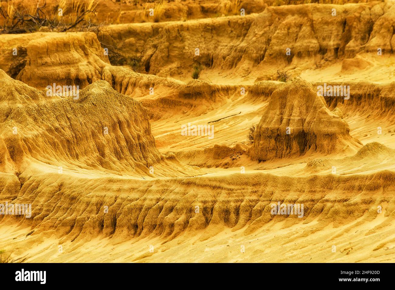 Spiral eroded sandstone clay formations in Mungo lake of Austrlian ...