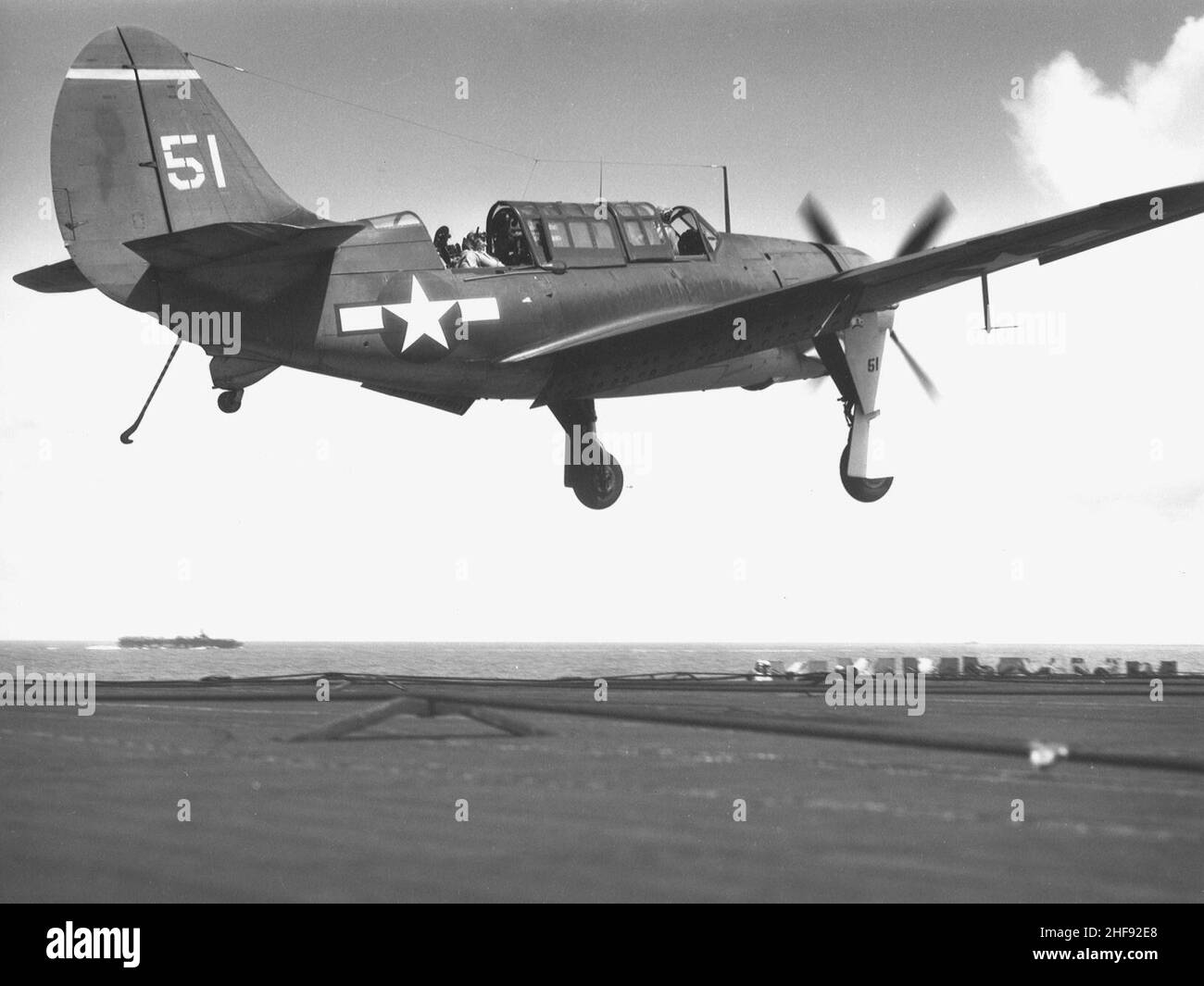 SB2C-1C of VB-15 landing on USS Essex (CV-9) 1944 Stock Photo - Alamy
