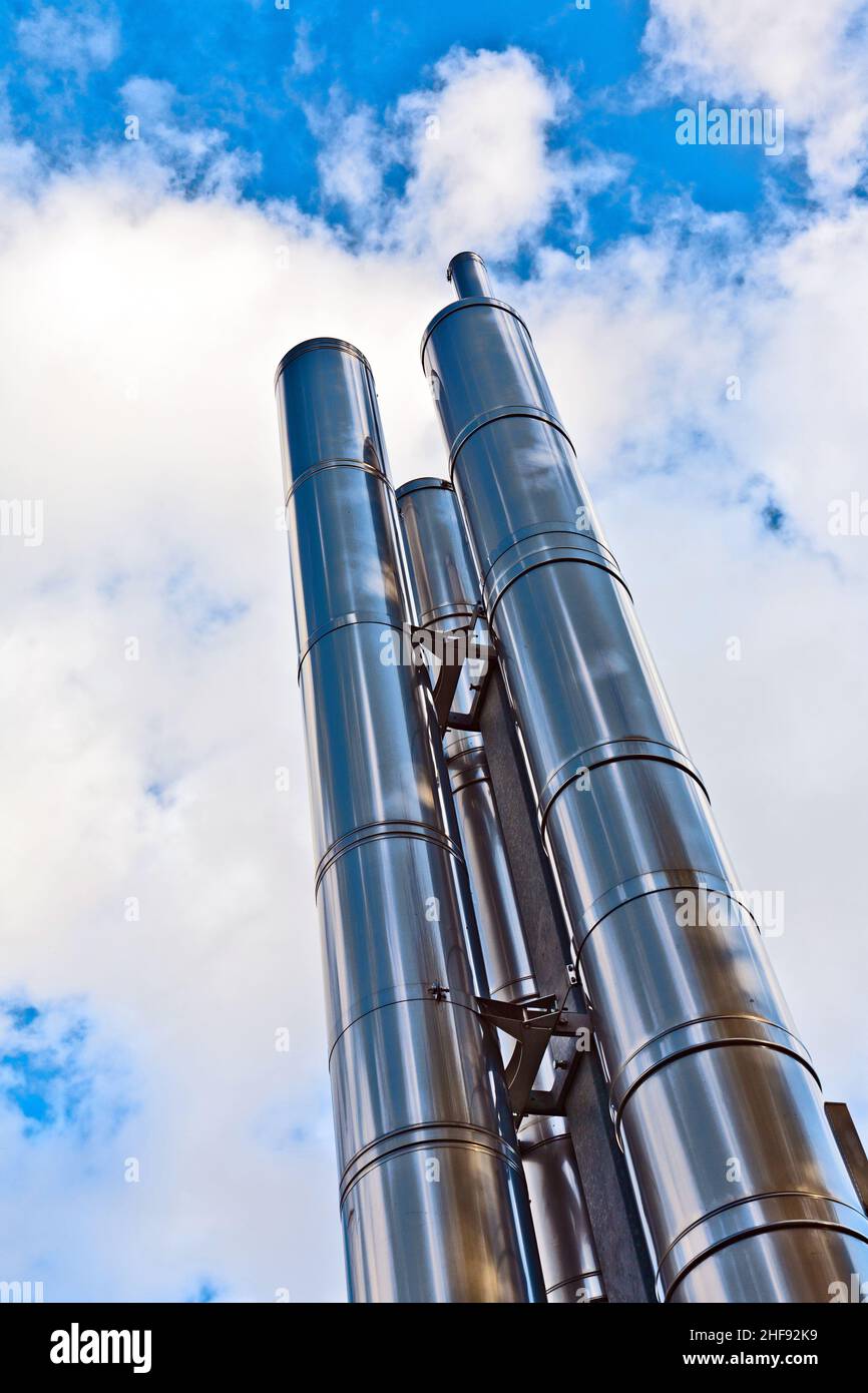 new chimney in chrome for heating of a settlement Stock Photo - Alamy