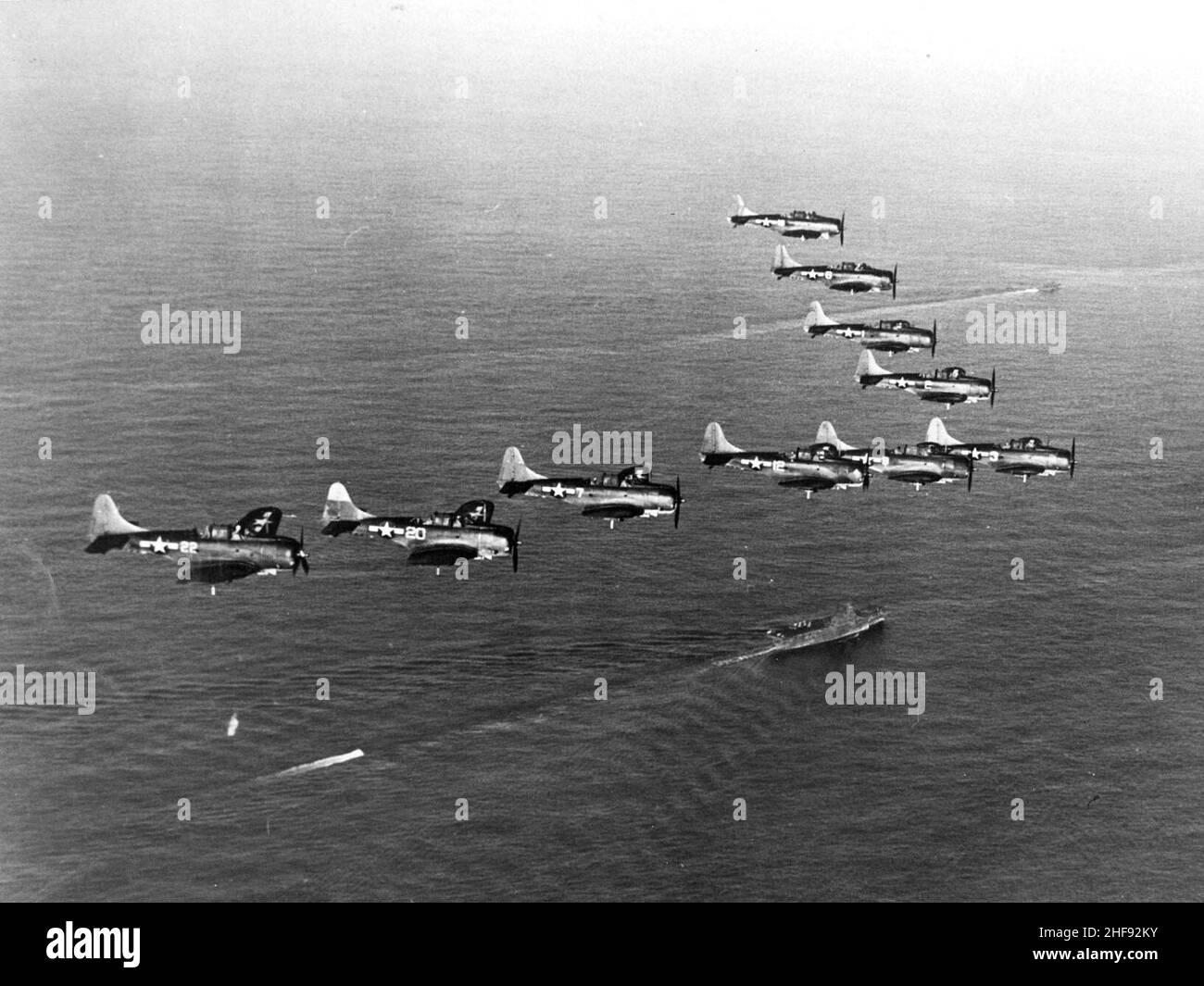SBD Dauntless over USS Enterprise (CV-6) 1944 Stock Photo - Alamy