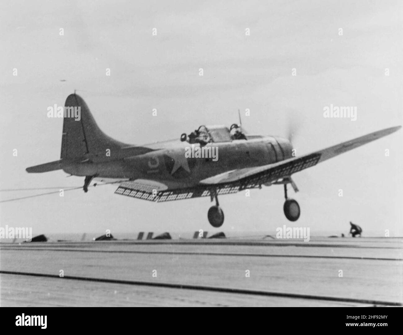SBD catching wire USS Essex 1943 Stock Photo - Alamy