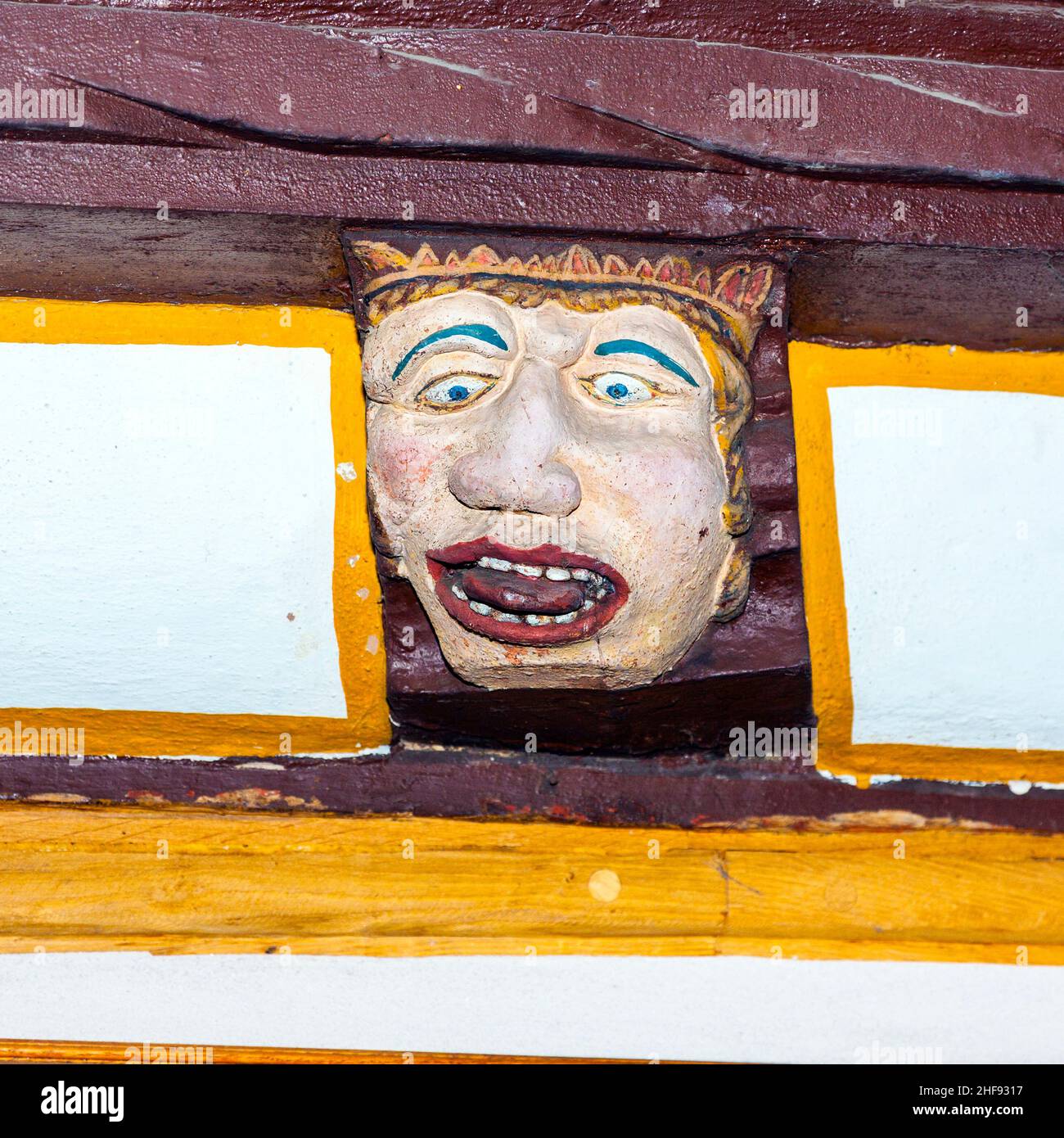 wood carving and colored on balk, timber of old framework houses Stock ...