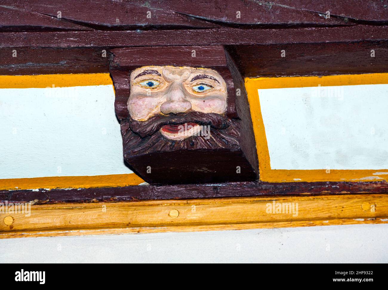 wood carving and colored on balk, timber of old framework houses Stock ...