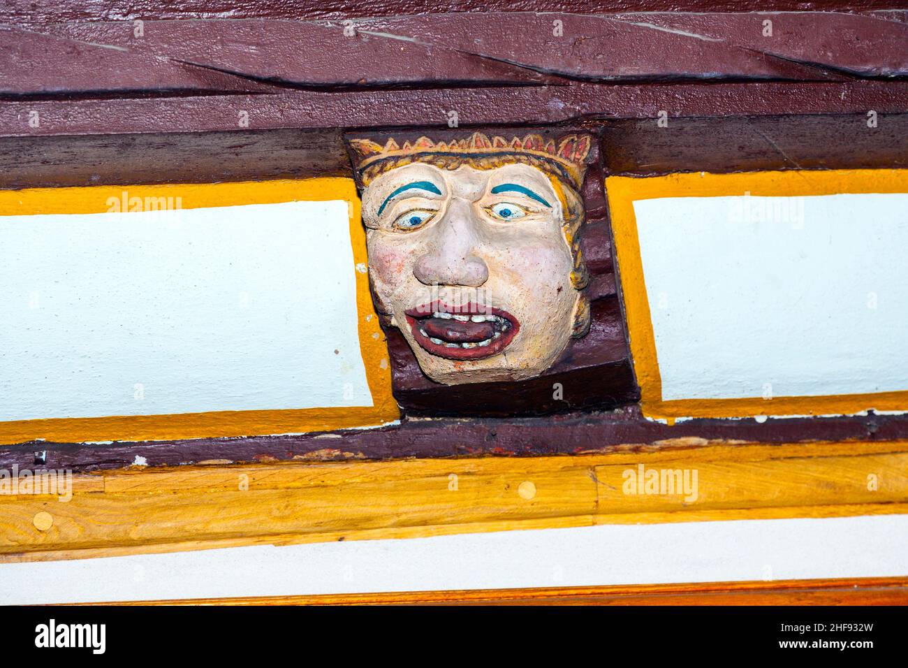 wood carving and colored on balk, timber of old framework houses Stock ...