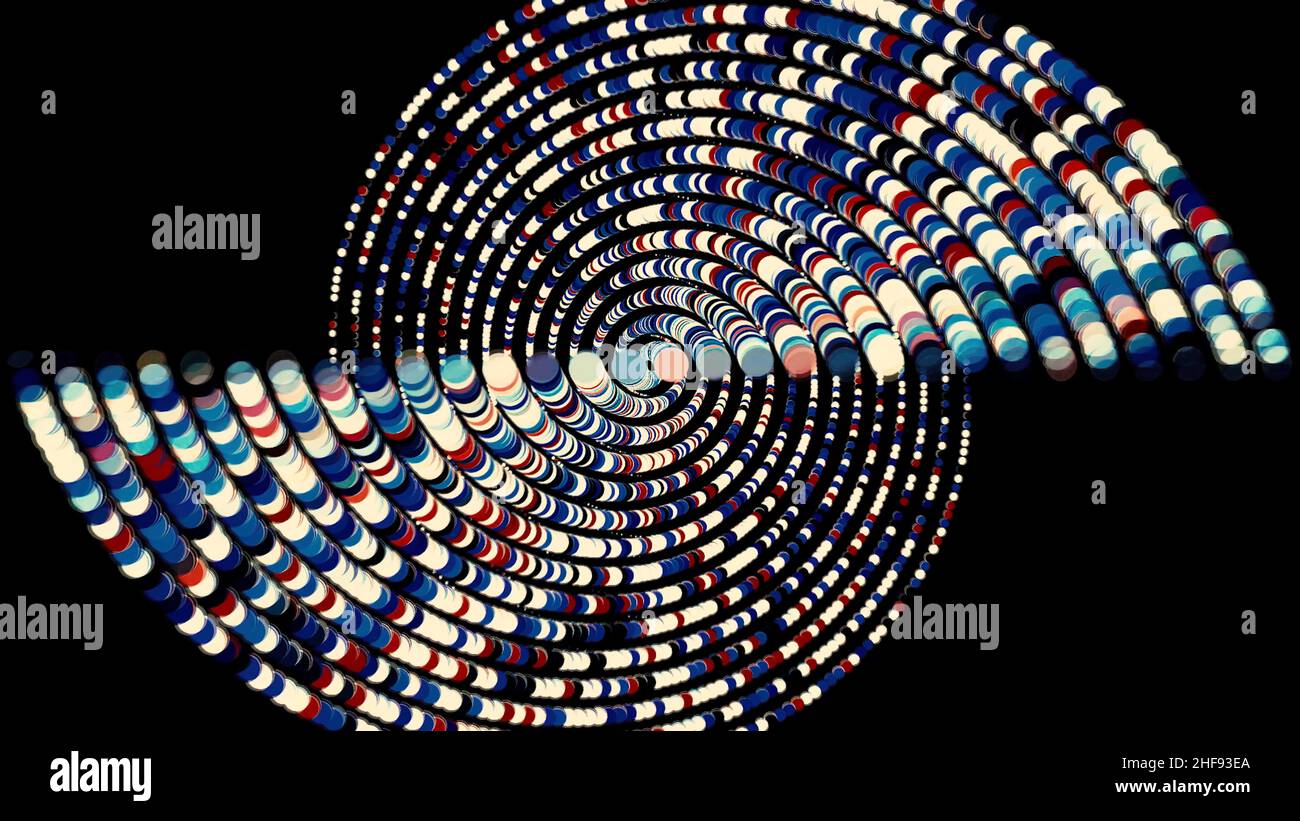 Abstract breathtaking psychedelic optical illusion of circles on black ...