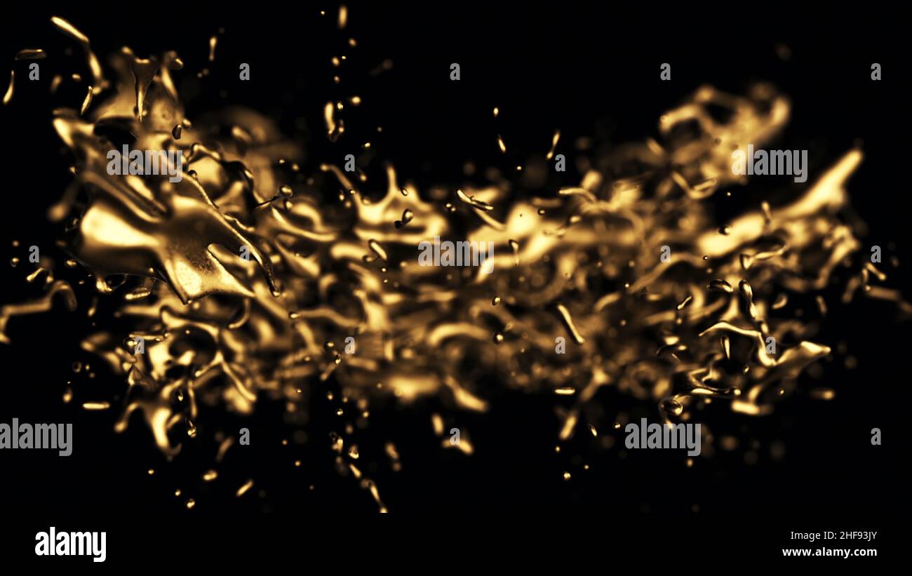 Beautiful, abstract, yellow splash of water rotating in frozen action ...