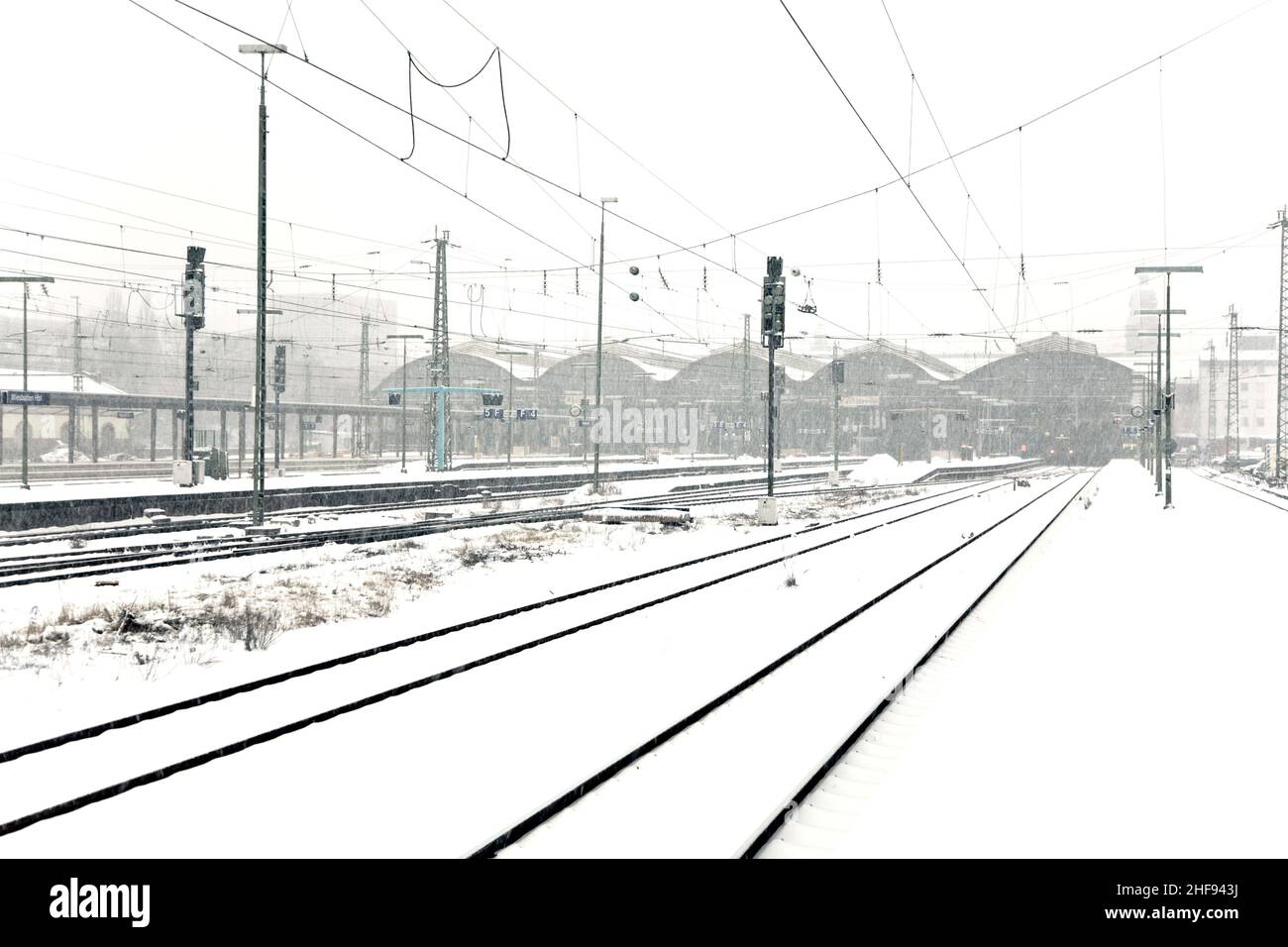 Commuter train in heavy snow hi-res stock photography and images - Alamy