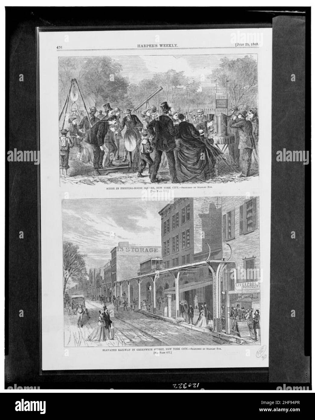 Scene in Printing-House Square, New York City Elevated railway in ...