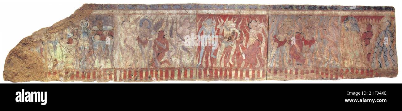 Scene of Hell, Cave of the Devils, Kizil Caves, circa 600 CE Stock ...