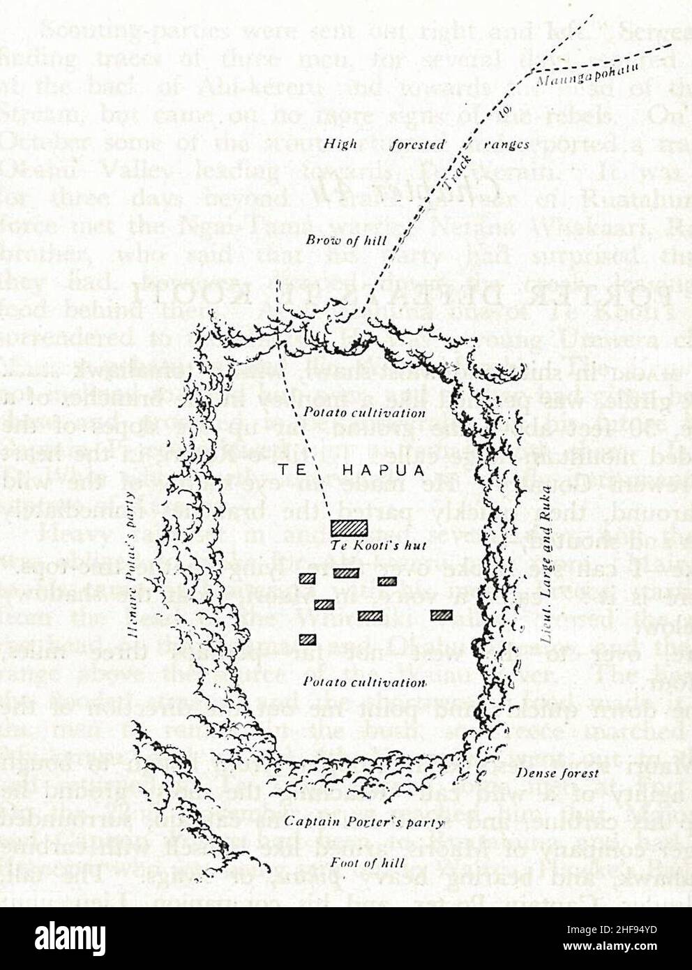 Scene of the defeat of te kooti at te hapua Stock Photo - Alamy