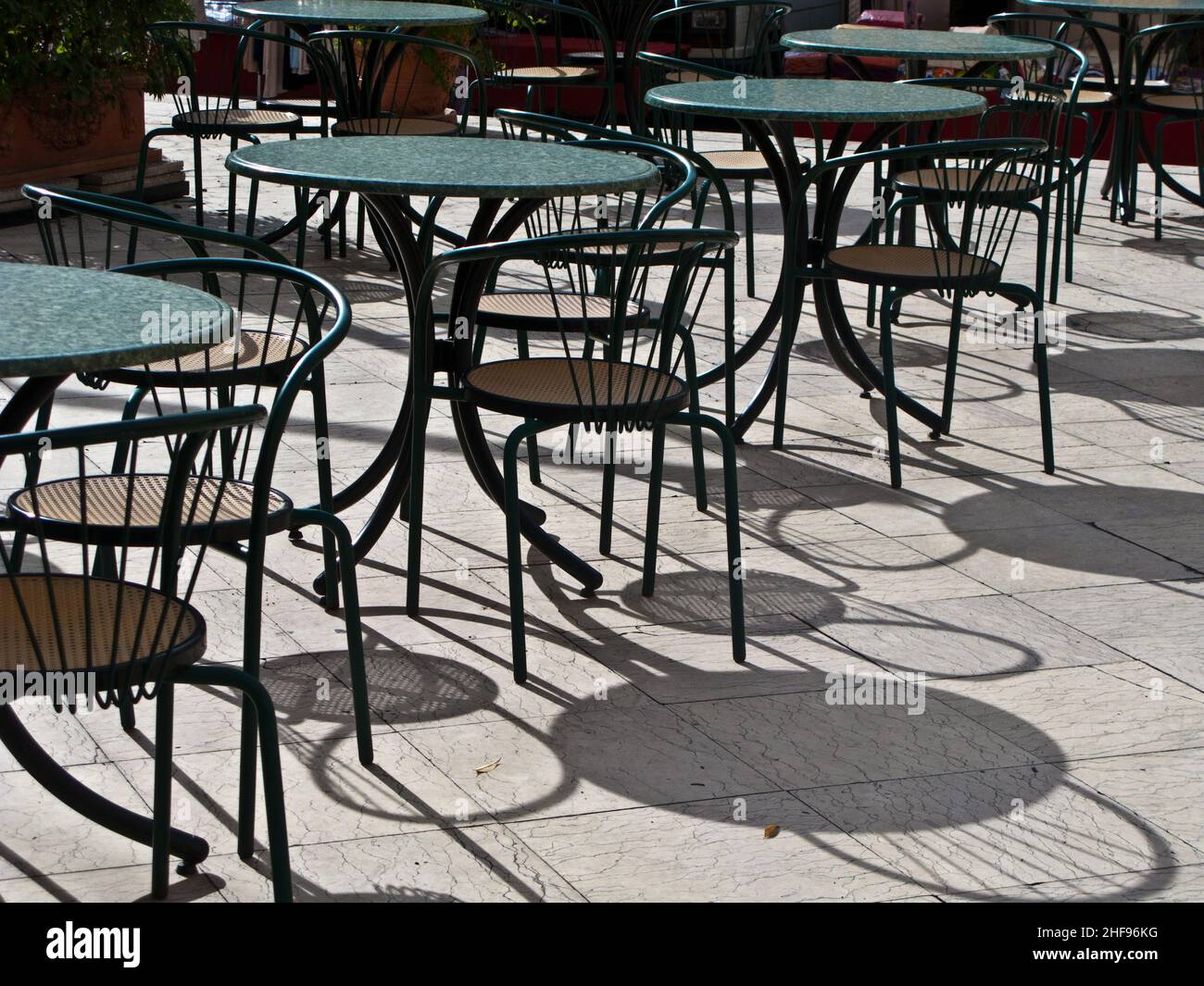 cafe tables and chaires french style with shadow Stock Photo - Alamy