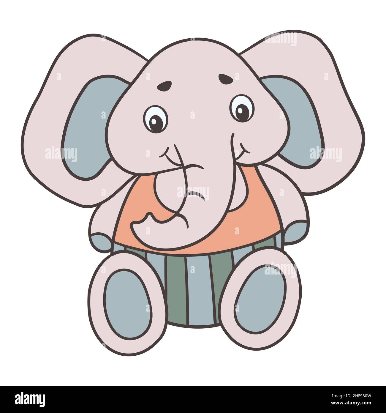 Cute toy elephant in a t-shirt and pants. Vector illustration Stock ...